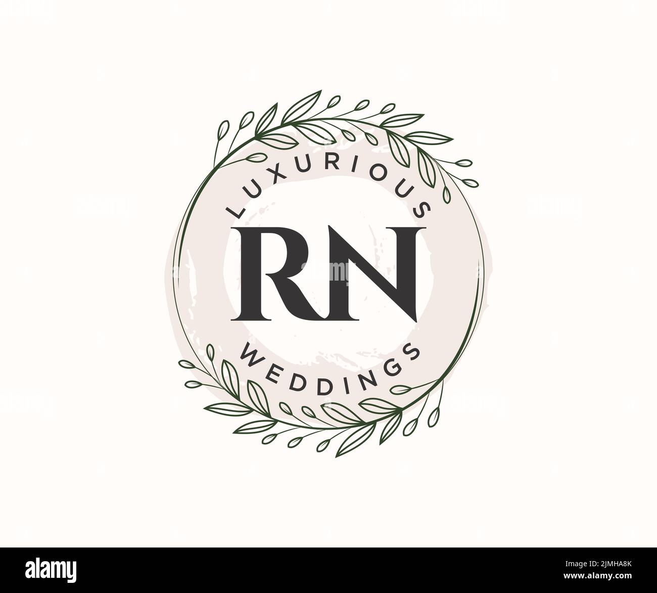 RN Initials letter Wedding monogram logos template, hand drawn modern minimalistic and floral ...