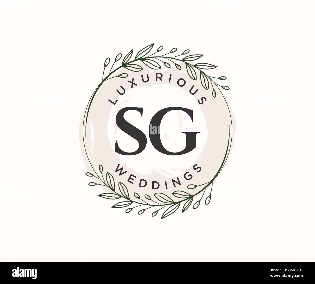 SG Initials letter Wedding monogram logos template, hand drawn modern minimalistic and floral ...