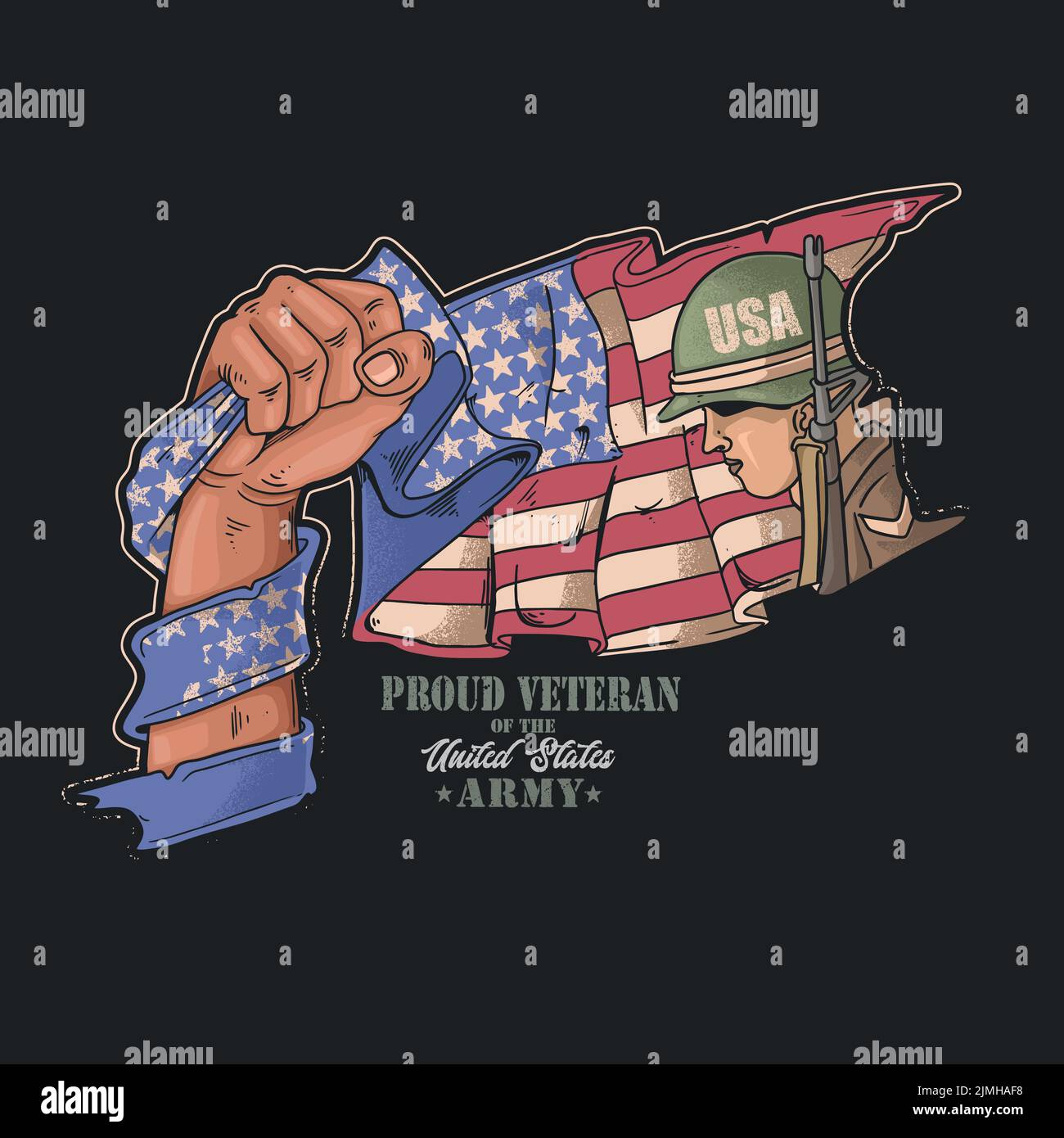 american flag patriotic symbol soldier brave Stock Vector Image & Art ...
