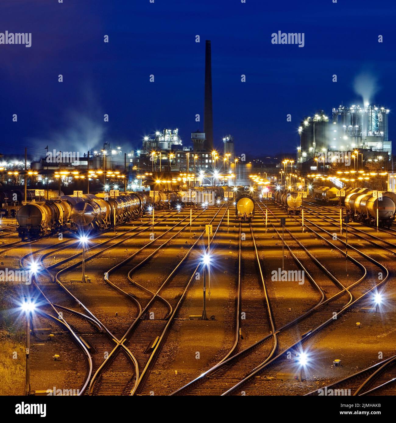 Goods station in Godorf in the evening, Cologne, North Rhine-Westphalia ...
