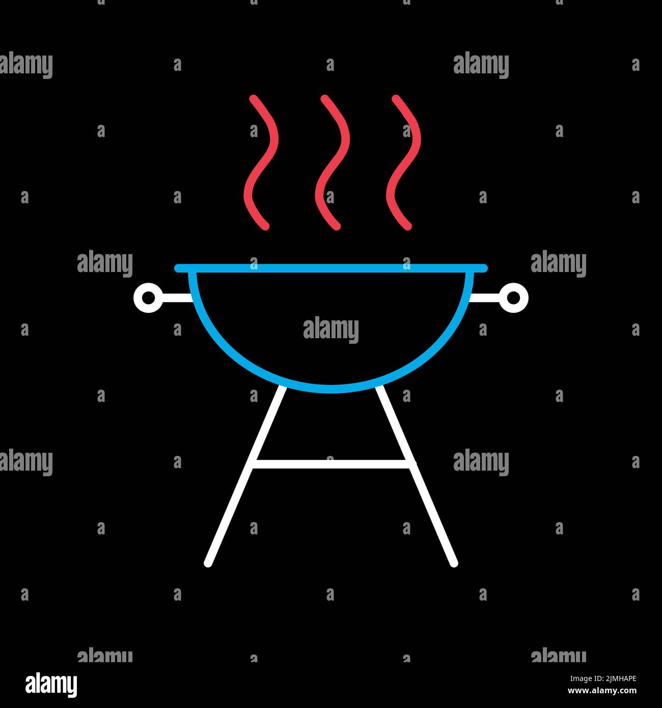 Grill BBQ cookout vector isolated on black background icon. Graph ...