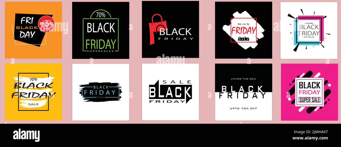 A vector set of various designs for the Black Friday logo Stock Vector ...