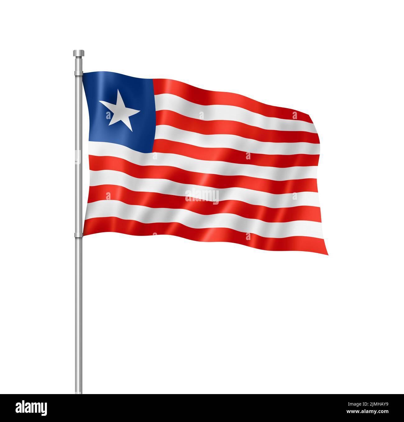 Liberian flag isolated on white Stock Photo - Alamy