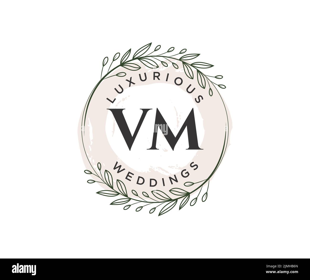 VM Initials letter Wedding monogram logos template, hand drawn modern ...