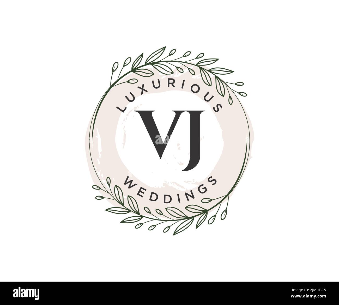 VJ Initials letter Wedding monogram logos template, hand drawn modern ...