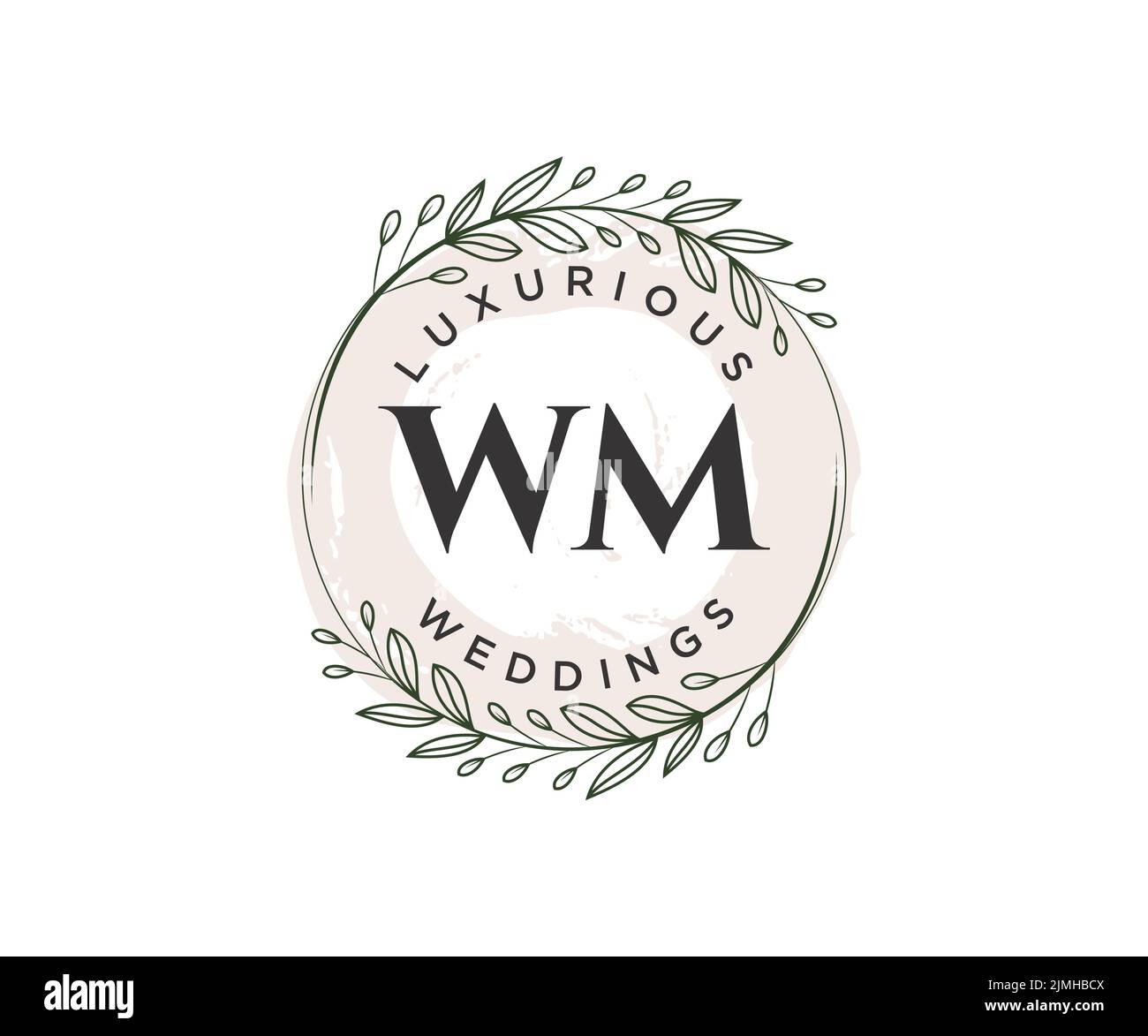 WM Initials letter Wedding monogram logos template, hand drawn modern ...