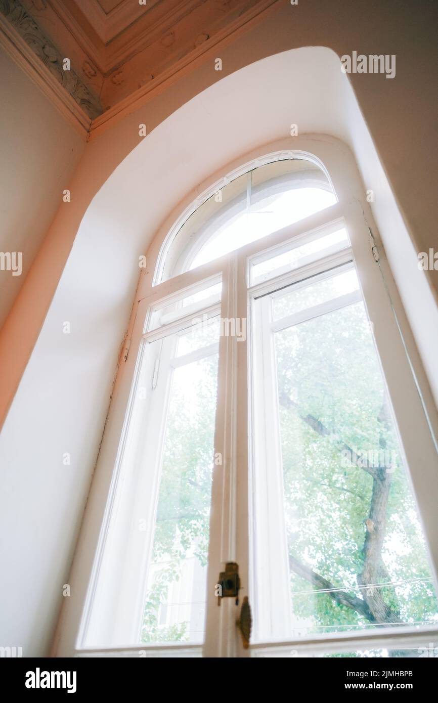 Big wooden window in old house with vintage interior Stock Photo - Alamy
