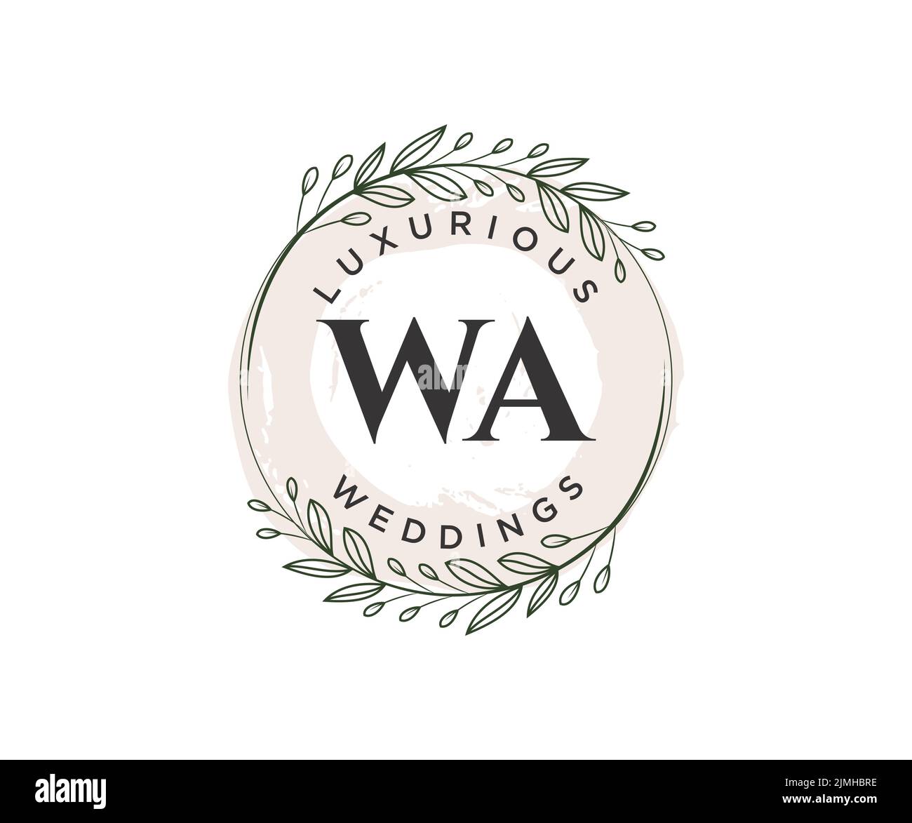 WA Initials letter Wedding monogram logos template, hand drawn modern ...