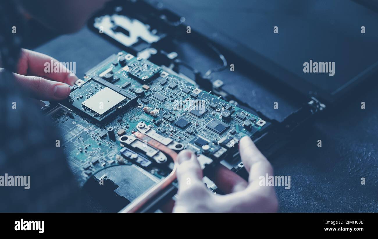 computer hardware microelectronics motherboard Stock Photo - Alamy