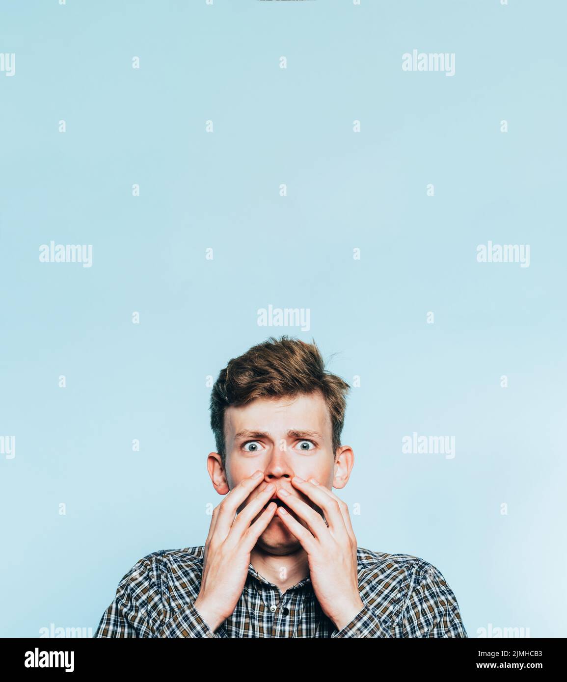 scared emotional shocked terrified disturbed man Stock Photo - Alamy