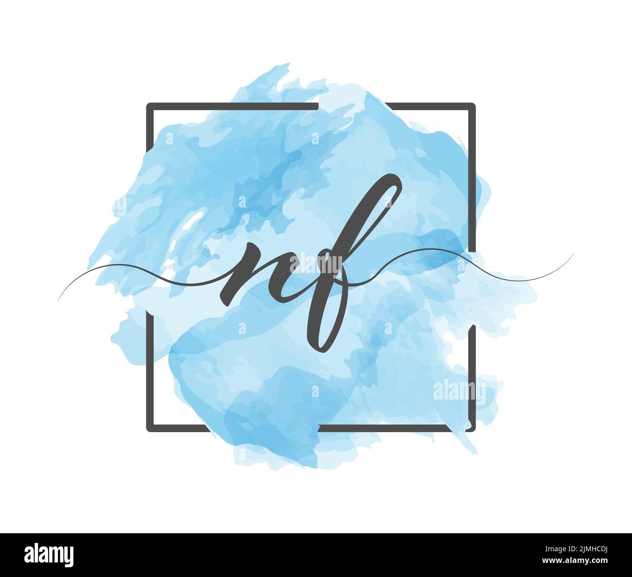 Calligraphic lowercase letters N and F are written in a solid line on a ...