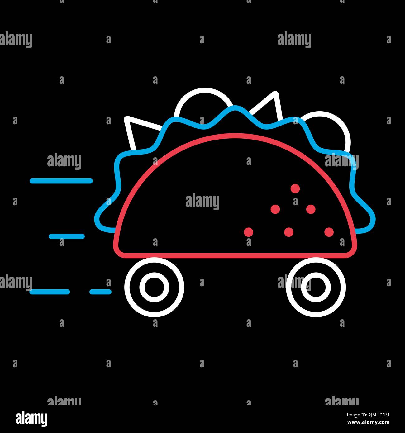 Taco delivery vector isolated on black background icon. Fastfood sign ...