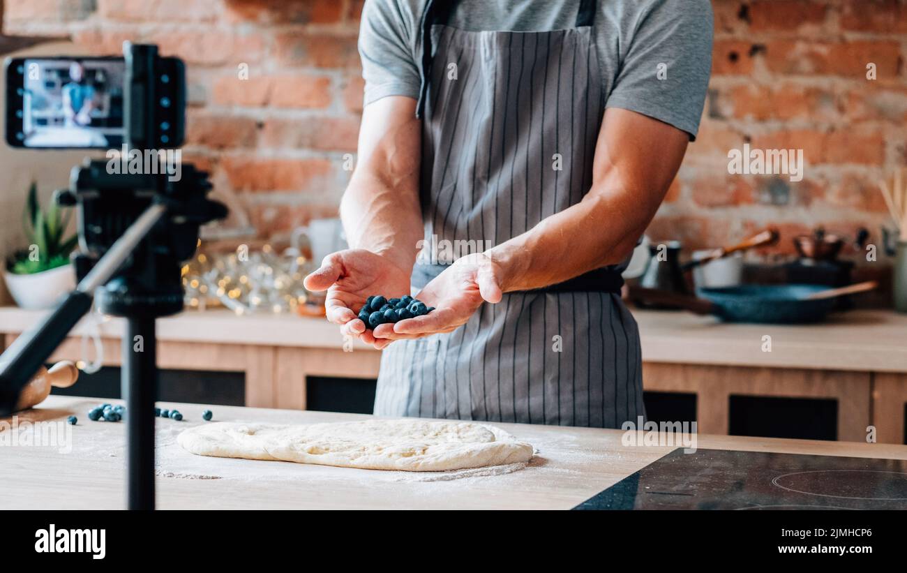 social media influencer man shoot video content Stock Photo - Alamy