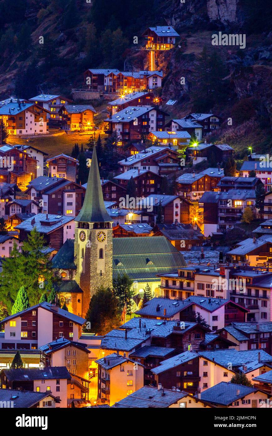 Swiss mountain village night valais hi-res stock photography and images ...