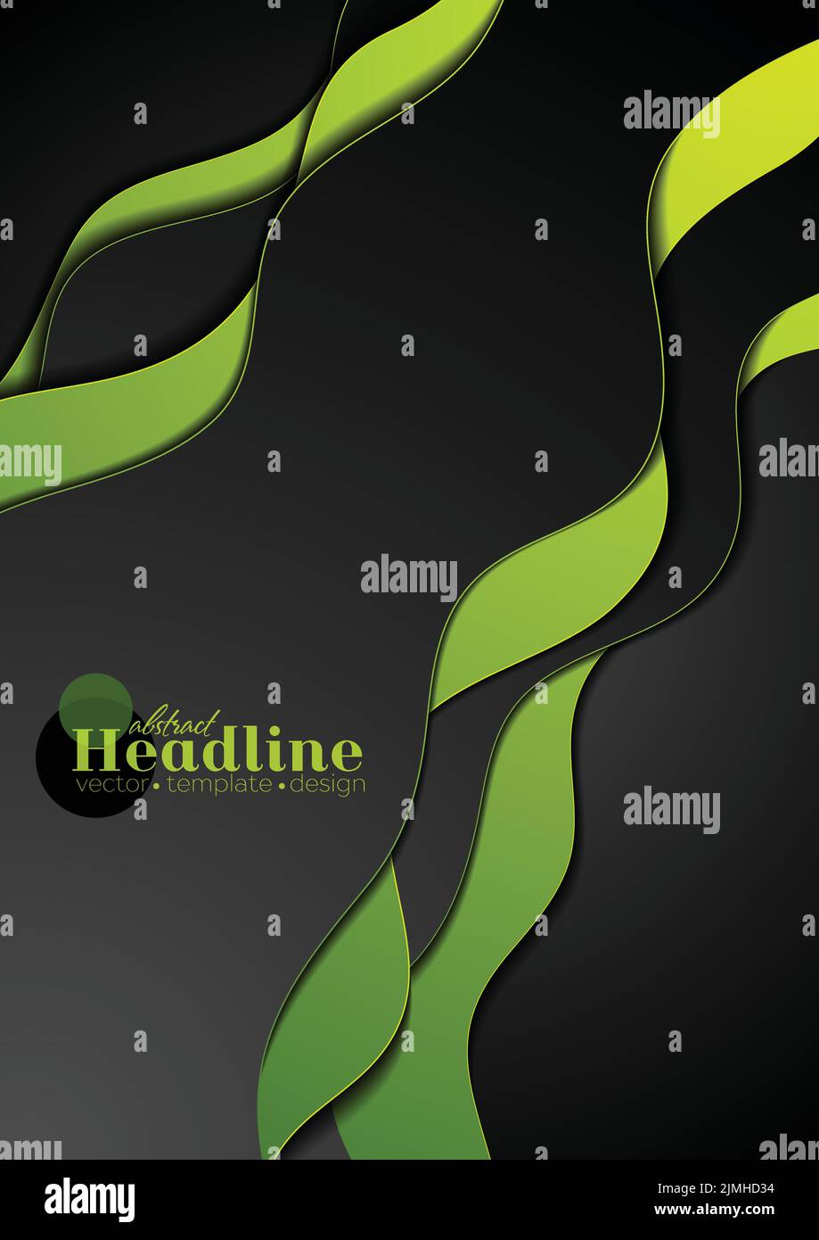 Green and black abstract wavy corporate background. Modern vector ...