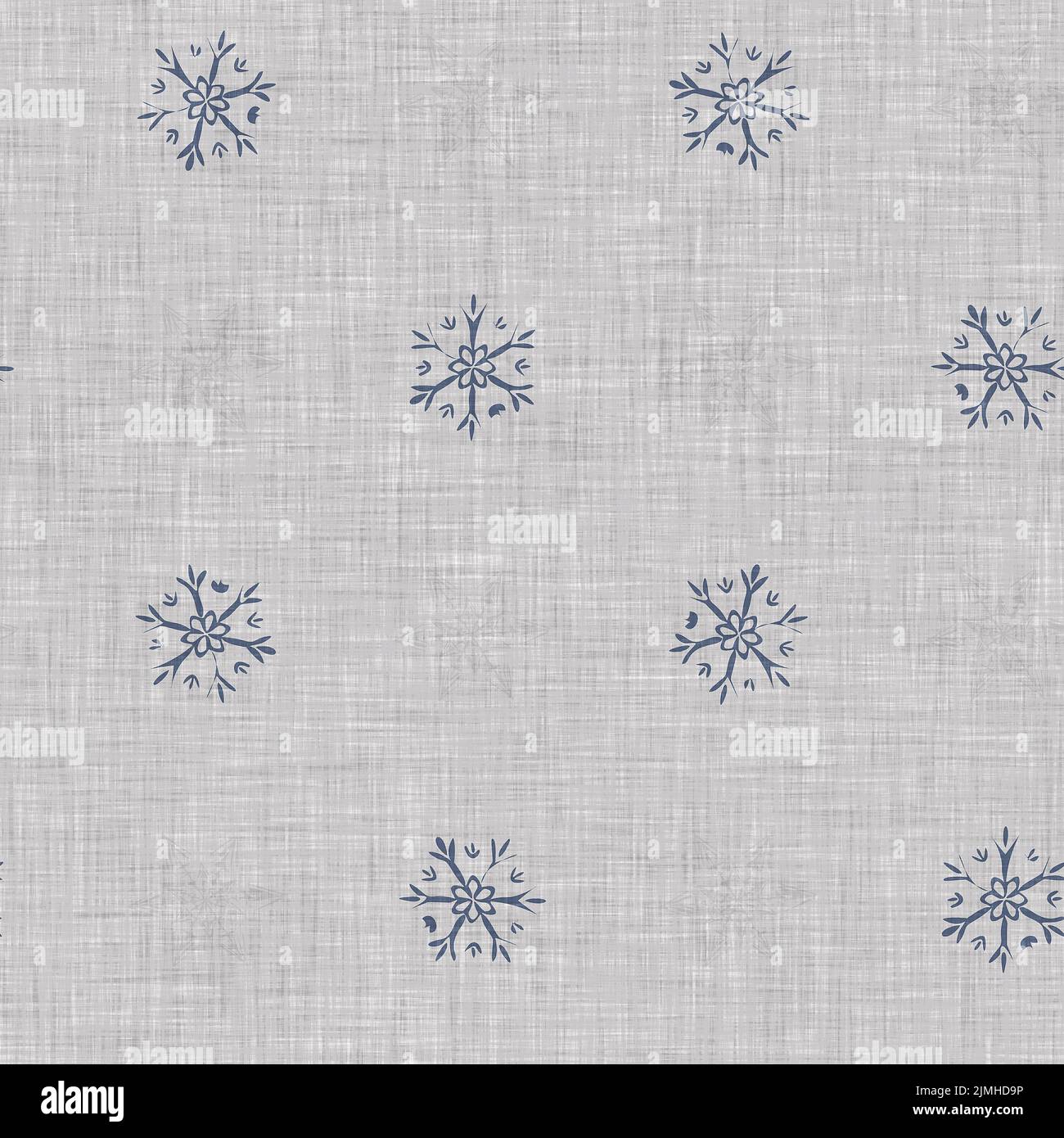 Seamless christmas snowflake woven linen pattern. Two tone seasonal ...