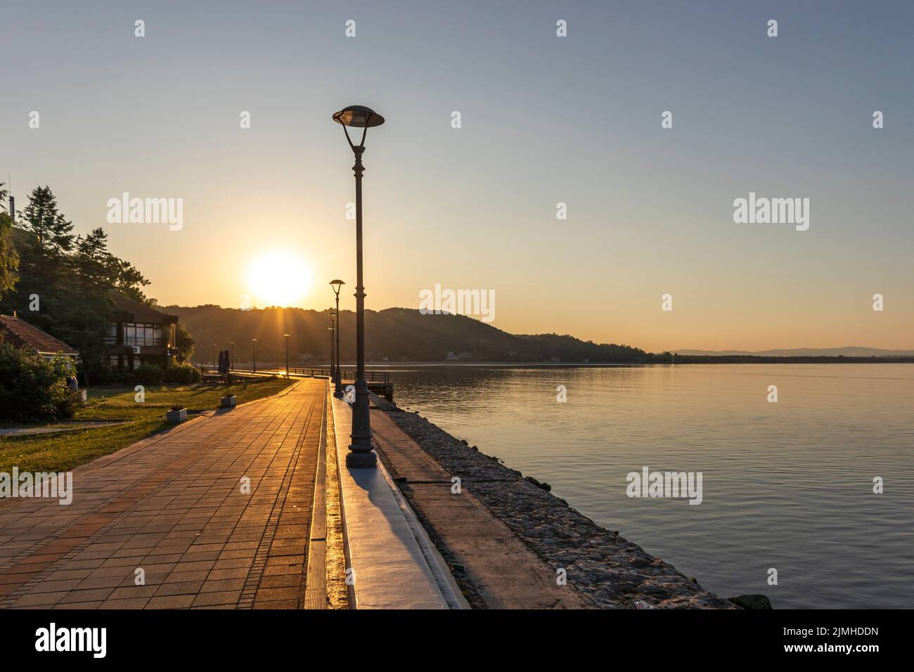 GOLUBAC, SERBIA - AUGUST 11, 2019: Amazing Sunset landscape of Danube ...