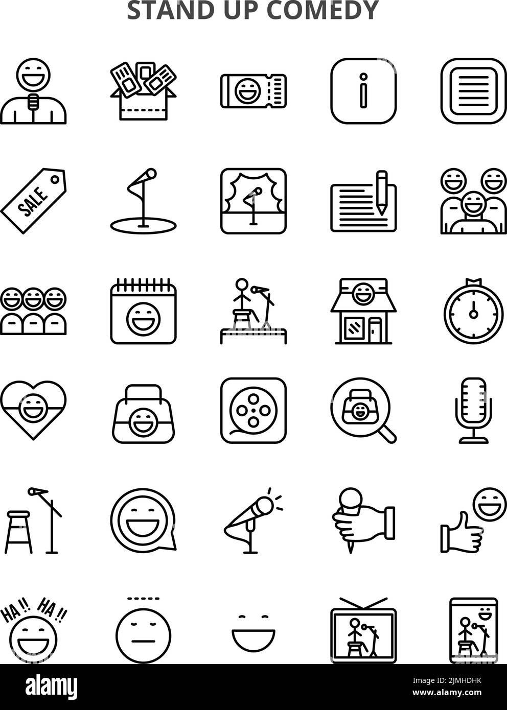 A Set Of Stand Up Comedy Outline Icons With A White Background Stock Vector Image And Art Alamy