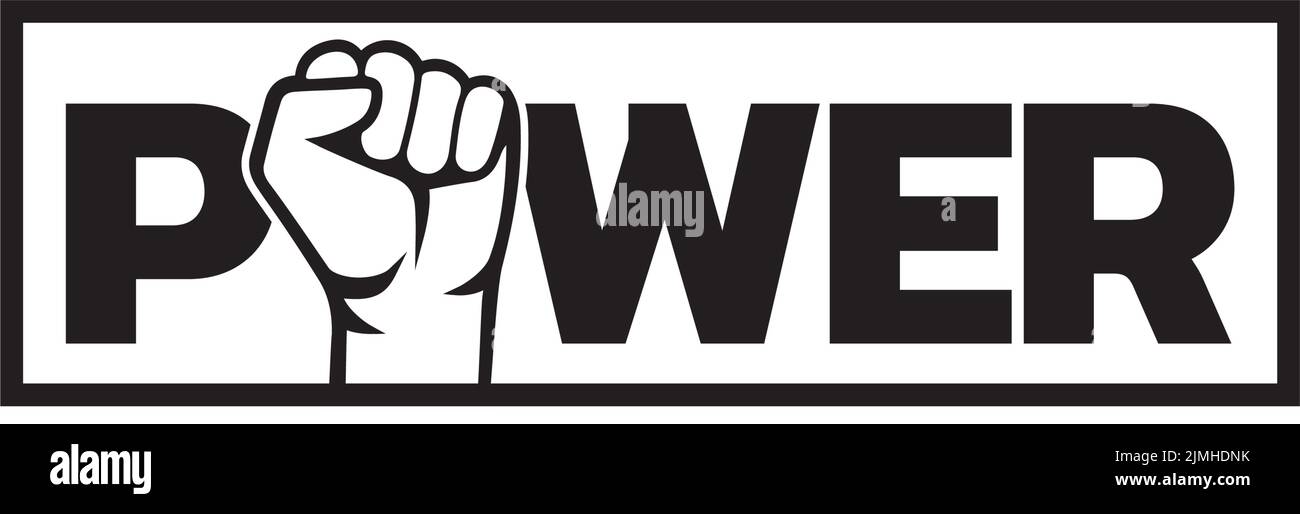 Power word isolated on white background, vector. Hand fist silhouette ...