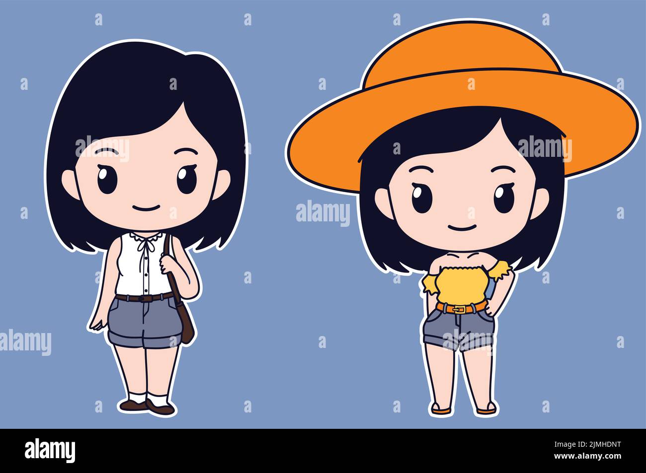 A Chibi is a cute girl with short hair, dressed in casual summer ...