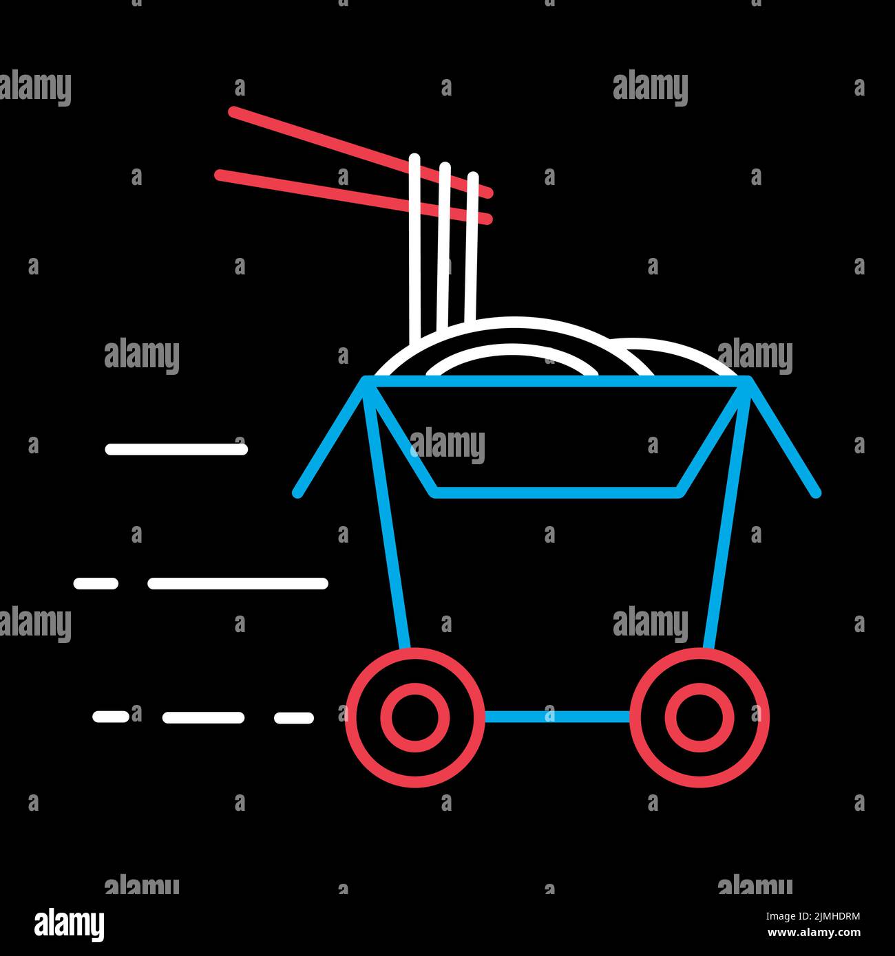 Wheeled wok box vector isolated on black background icon. Delivery sign ...