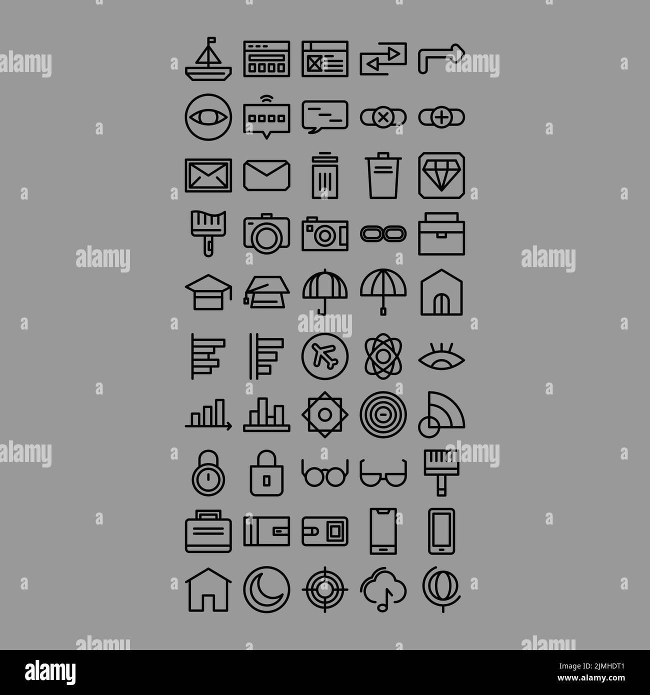 A vector illustration of various icons on a white background Stock ...
