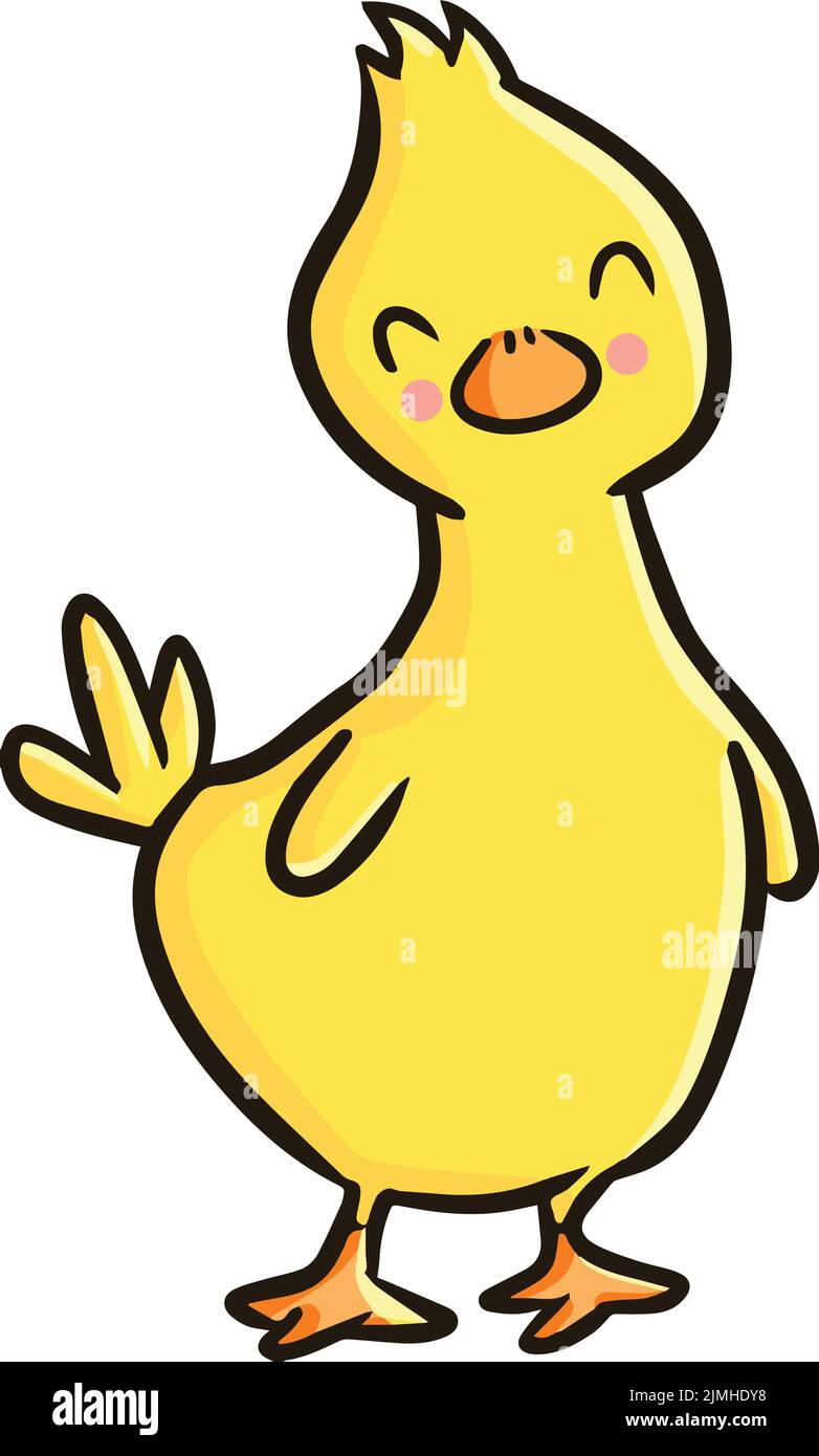 A vector of yellow baby duck standing and smiling isolated on white ...