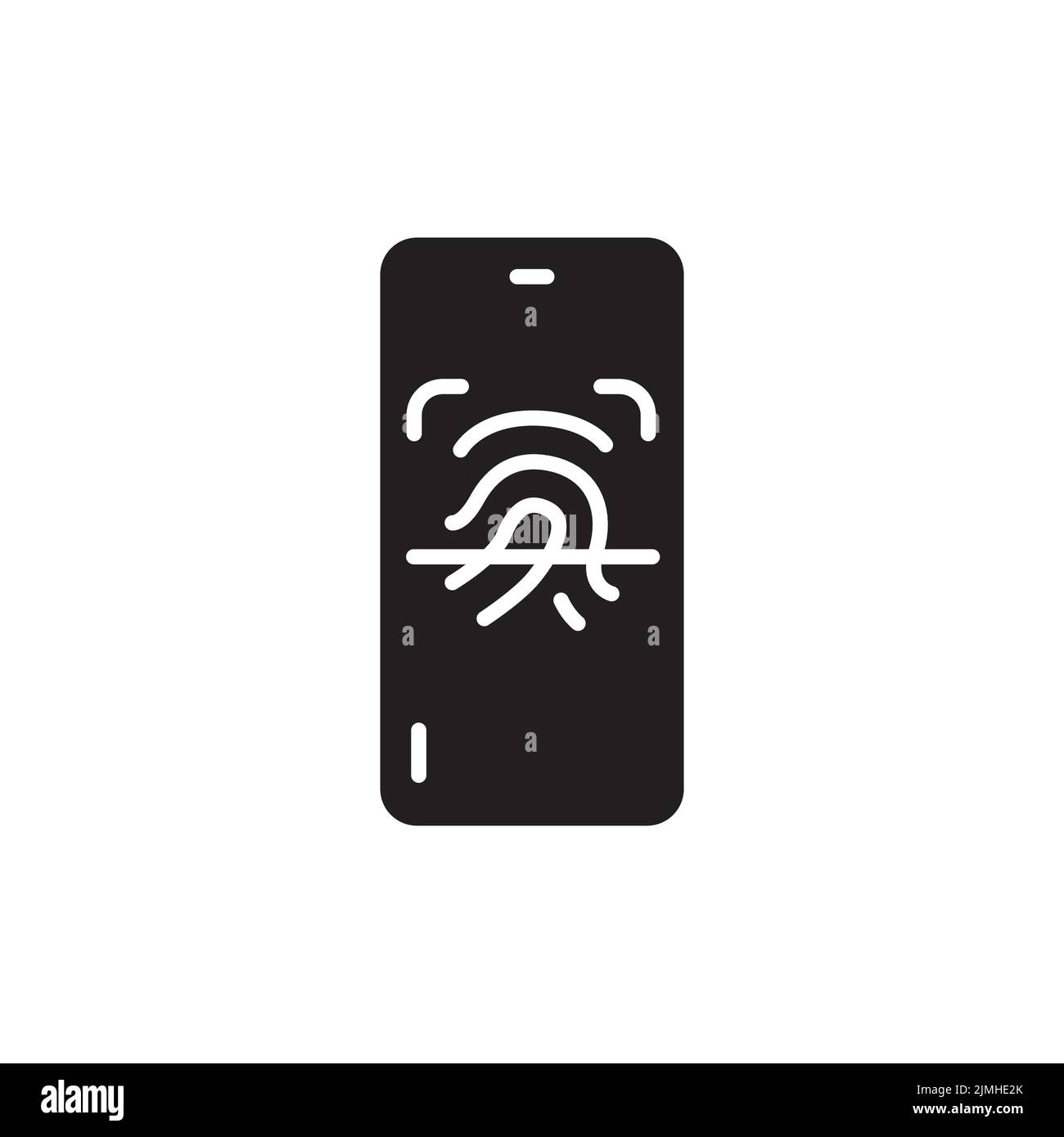 Fingerprint scan in smartphone color line icon. ID and verifying person ...