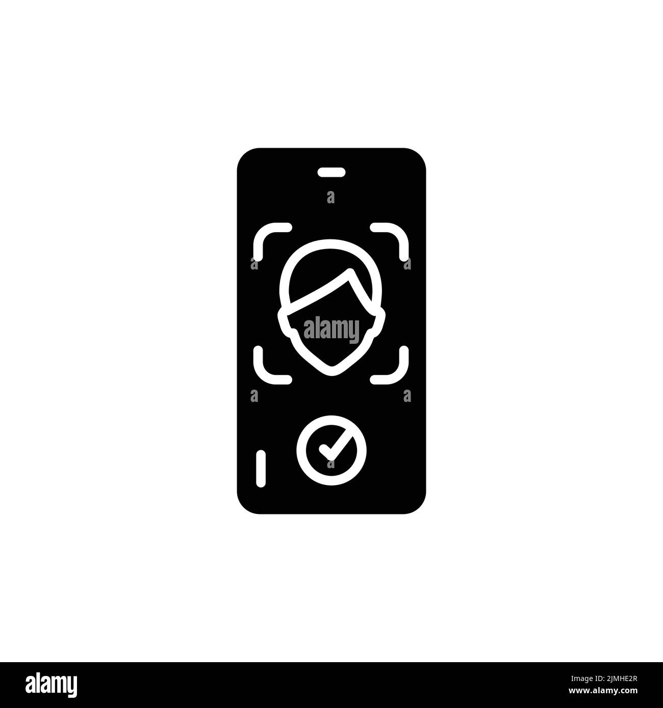 Identification Face On Smartphone Color Line Icon Deep Face Stock
