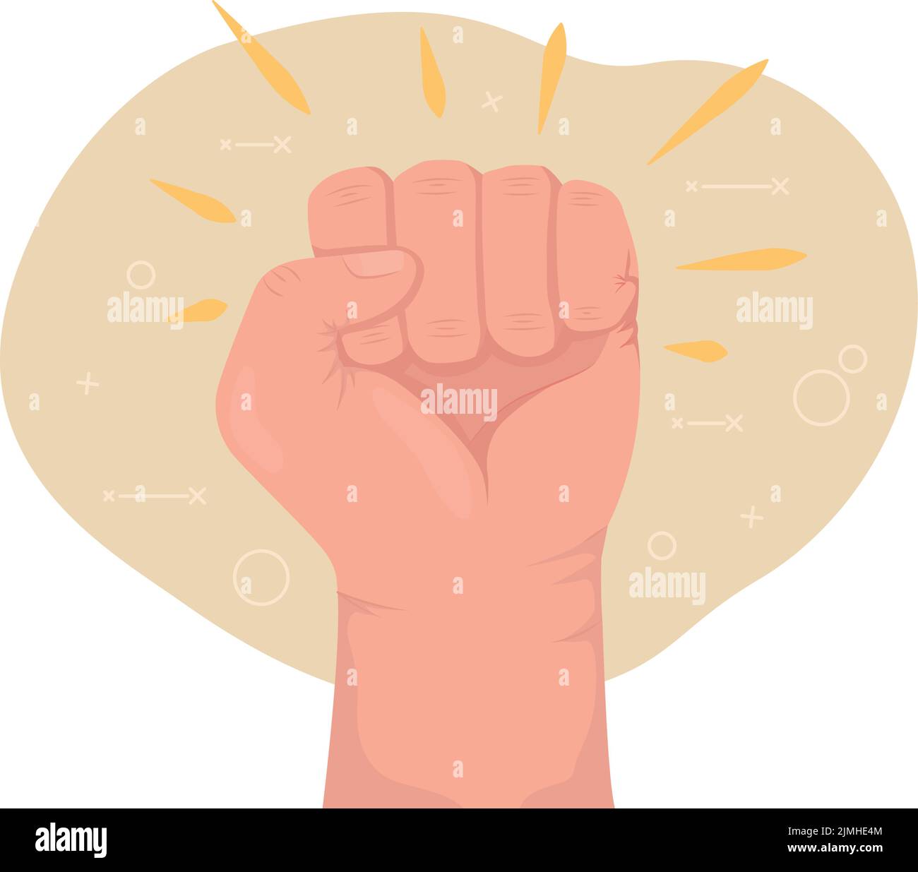 Raised fist 2D vector isolated illustration Stock Vector Image & Art ...