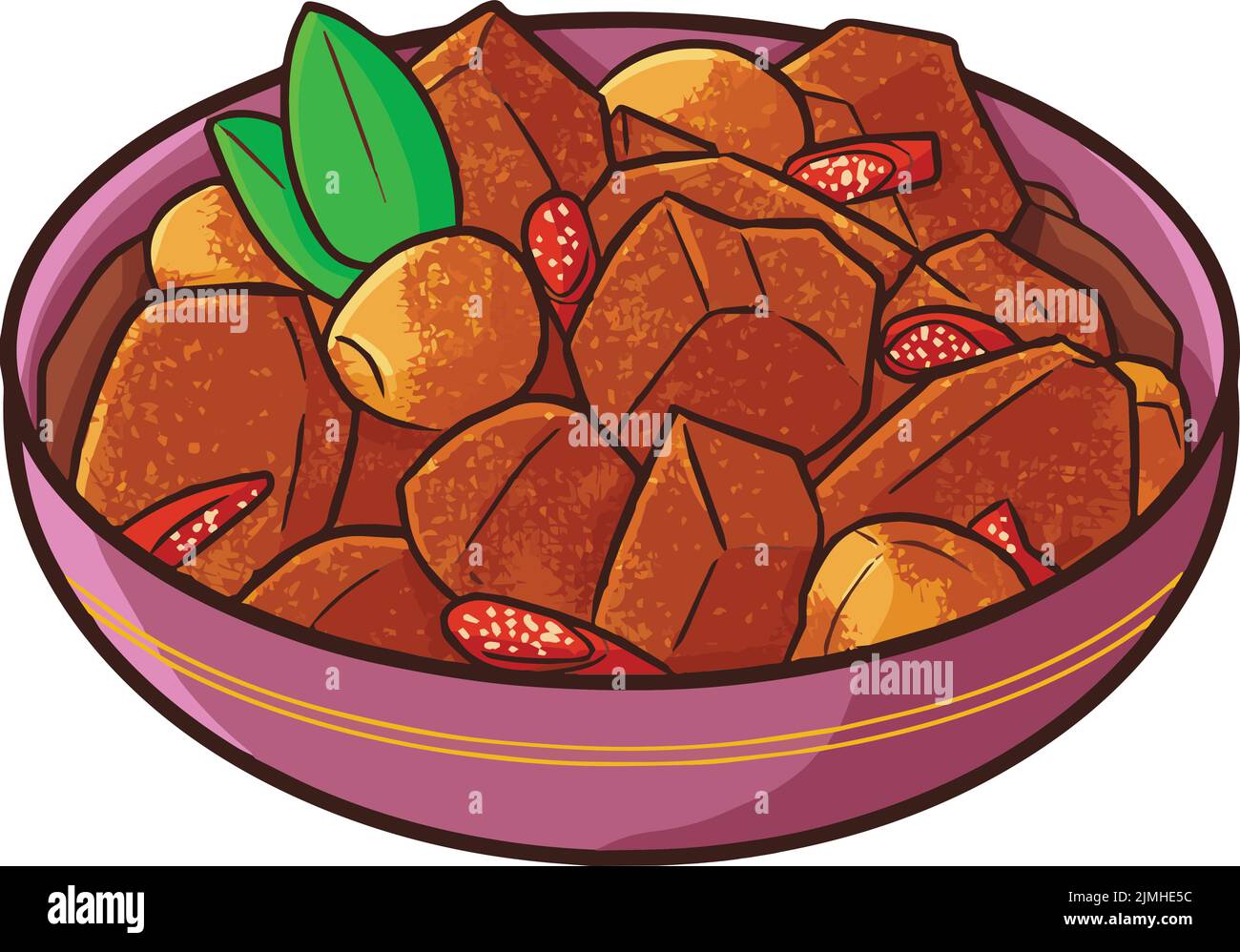 A vector illustration of a bowl of Rendang isolated on a white ...