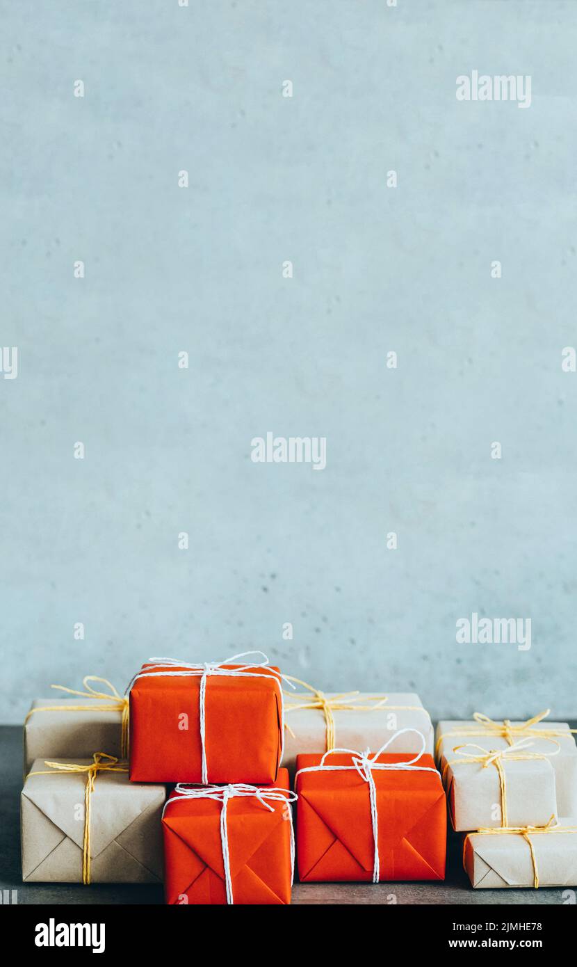 online shopping delivery service stack gift boxes Stock Photo - Alamy