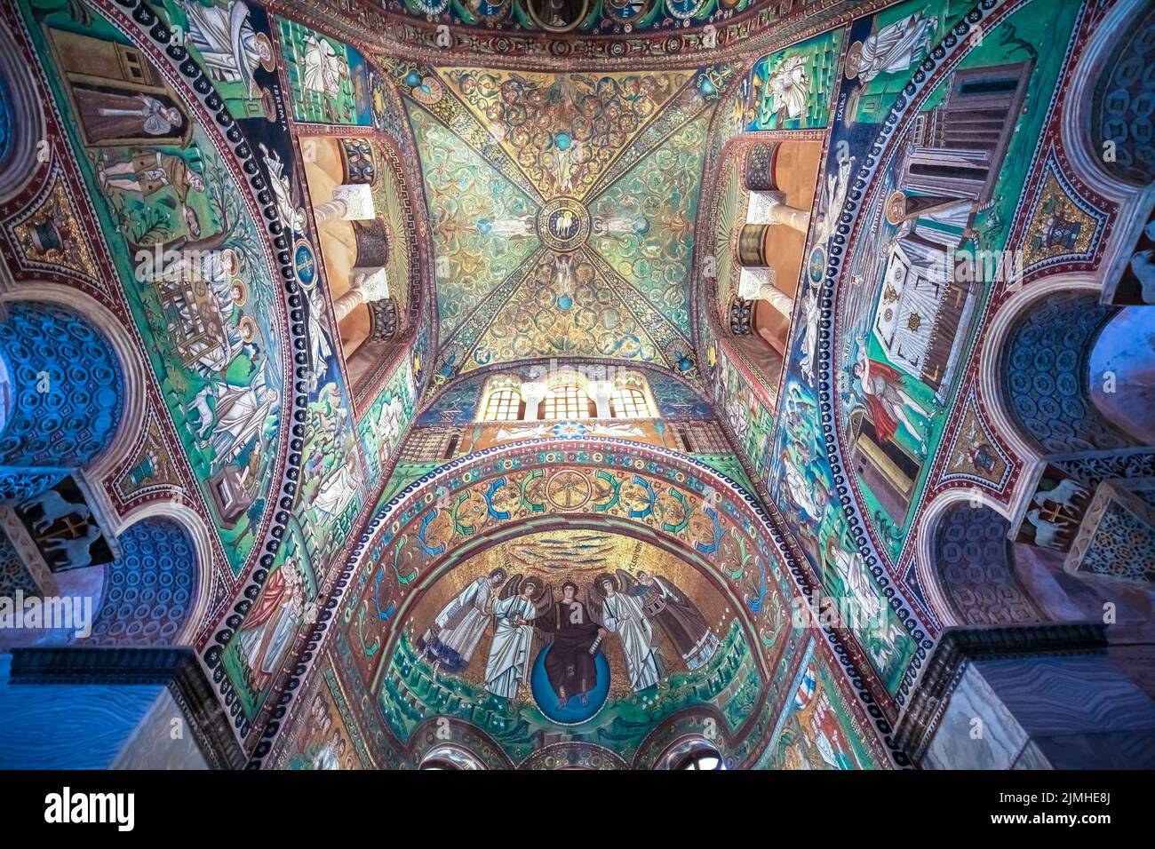 Historic byzantine mosaic in Saint Vitale Basilica, Ravenna, Italy ...