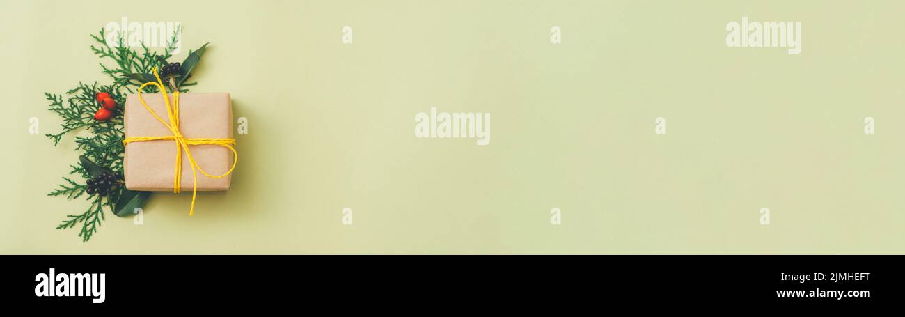 birthday beige handmade gift box juniper decor Stock Photo - Alamy