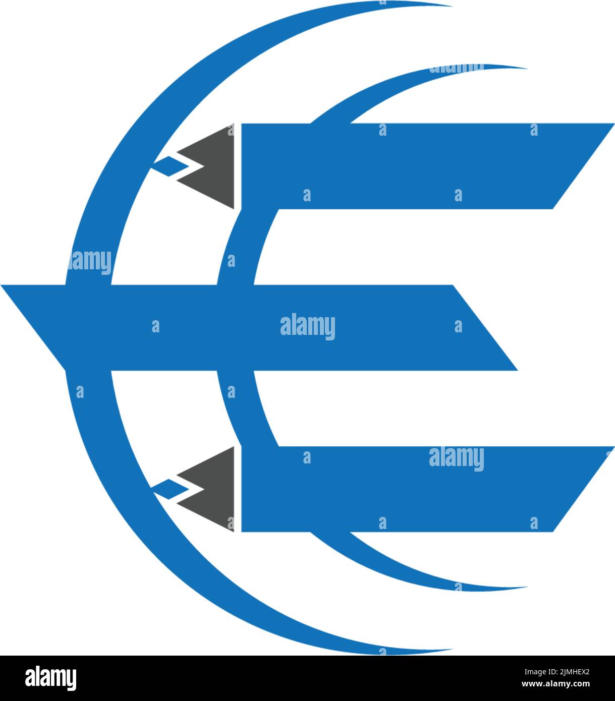 A vector flat design of the letter E logo illustration in the blue ...