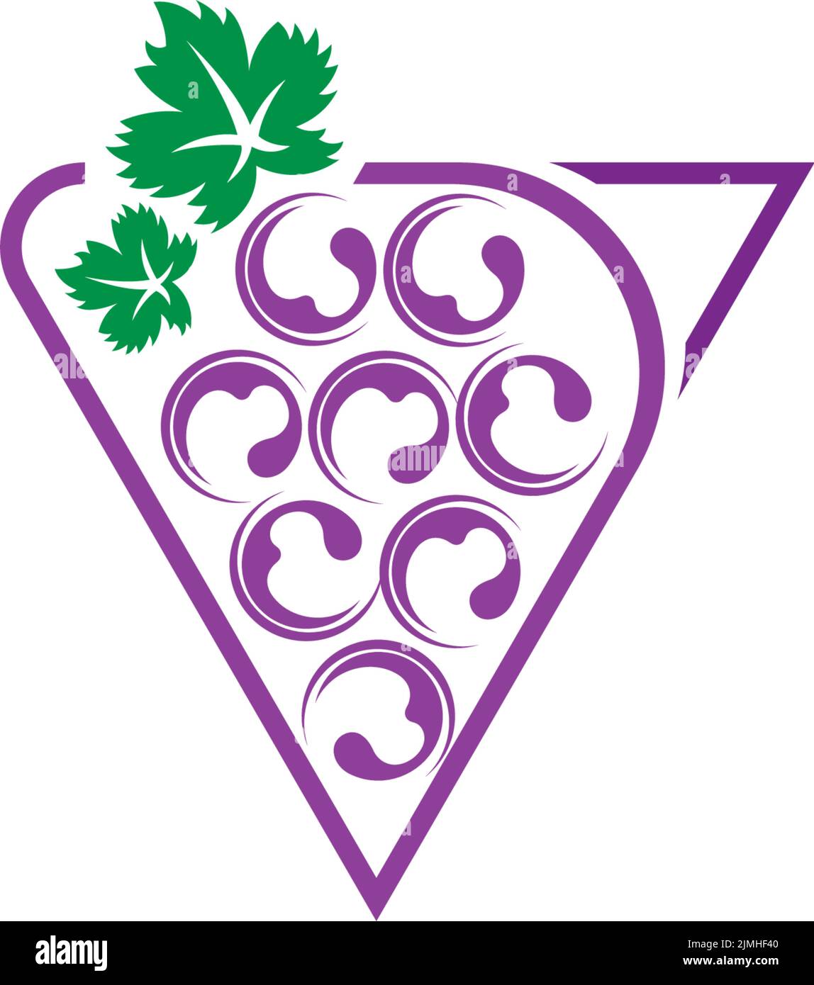 A vector flat design of Grape with leaf logo template illustration in ...