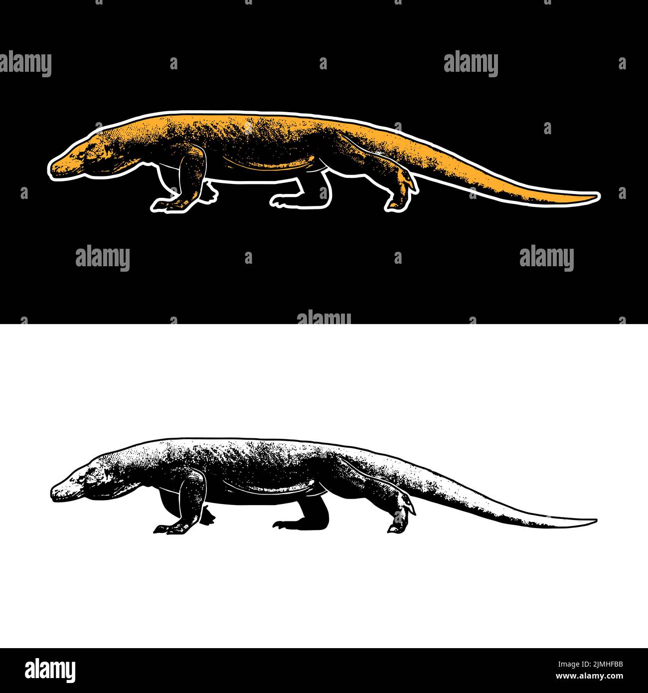 A vector design of Komodo dragon illustration with hand drawing style ...