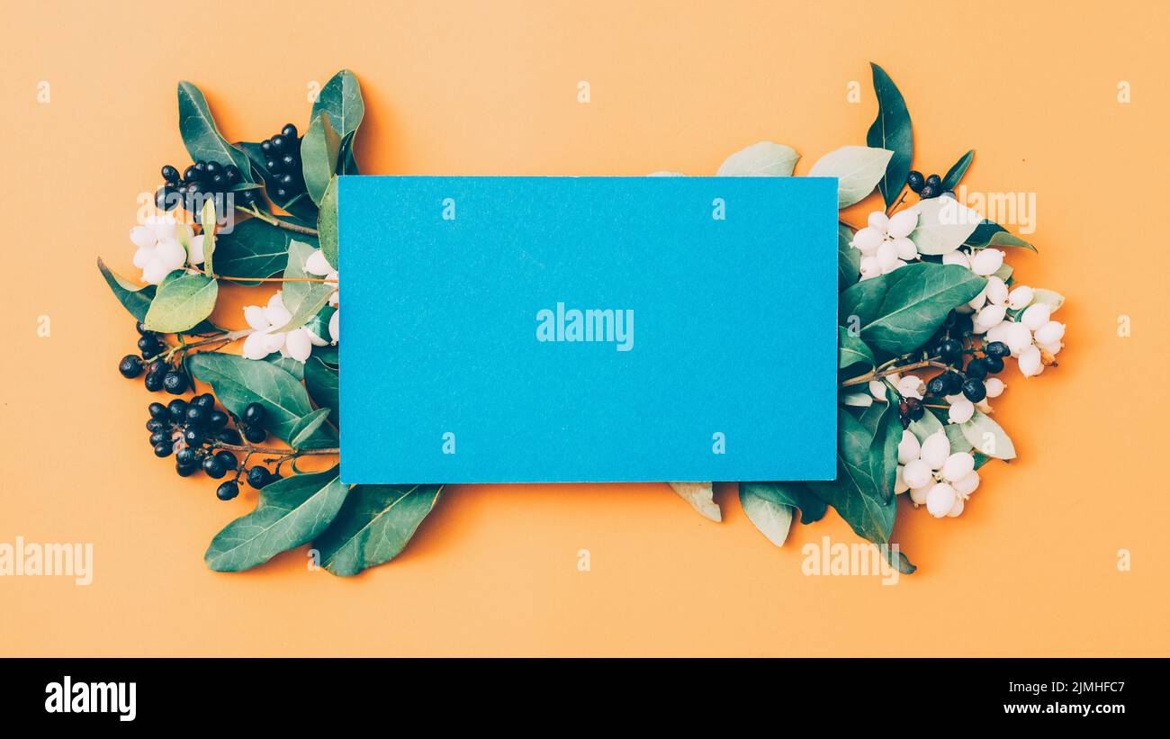 party invitation blue paper peach background Stock Photo - Alamy