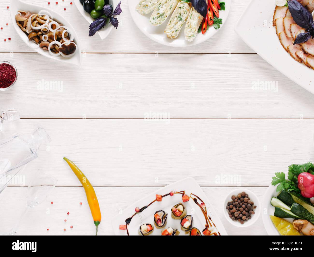 traditional slavic homemade appetizers snacks Stock Photo - Alamy