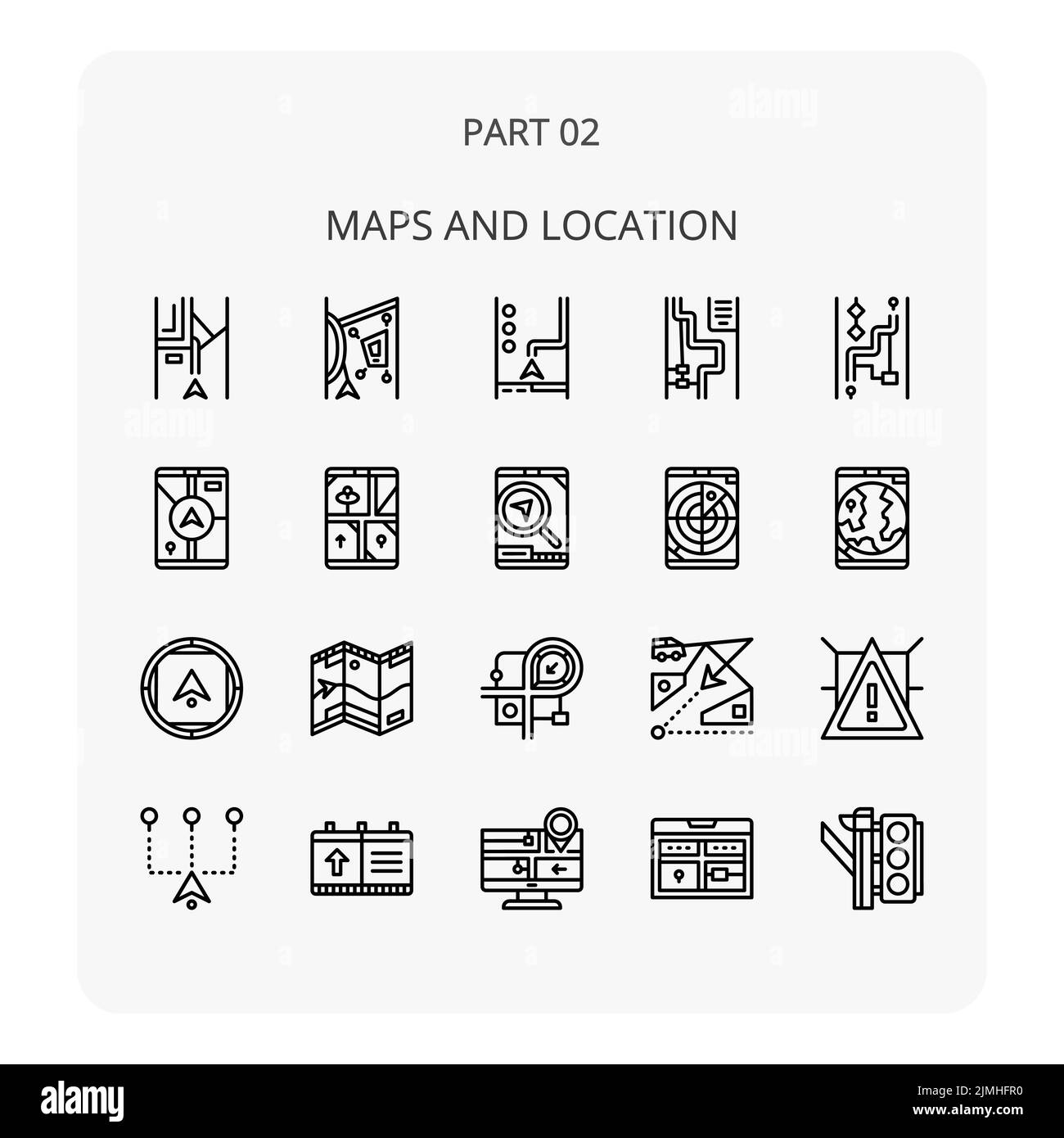 A set of maps and location icons with a white background Stock Vector ...