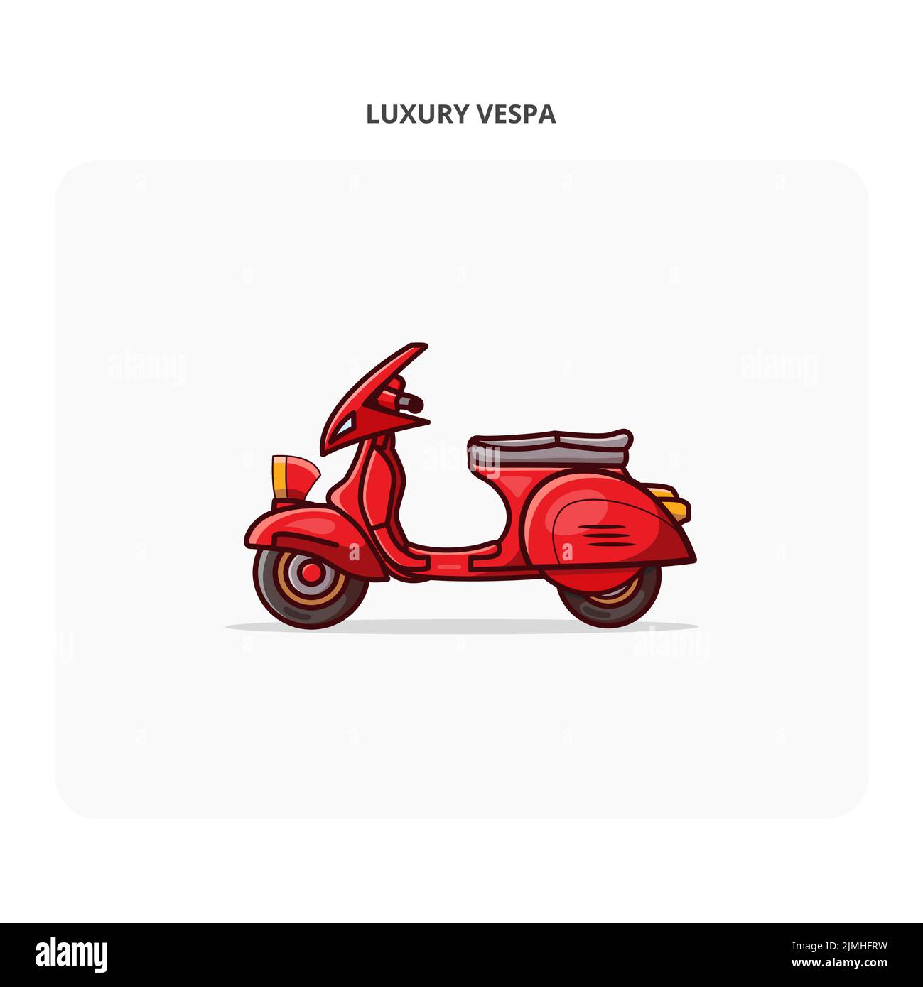 An illustration of a red Vespa vehicle with a white background Stock ...