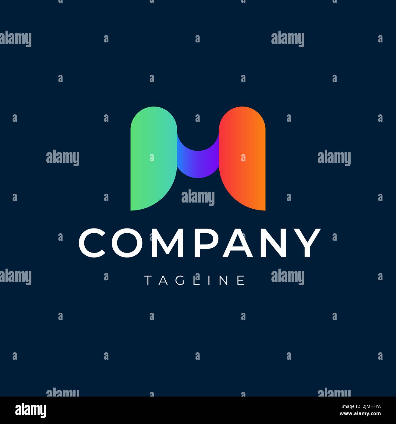 A modern logo with a Company word in the middle with a "tagline" world ...
