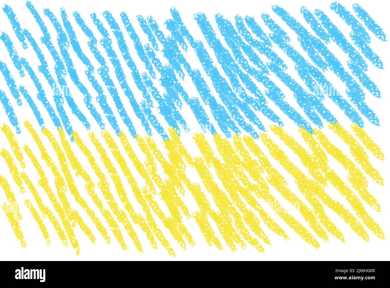Yellow and blue pencil texture for background. Drawing flag of Ukraine ...