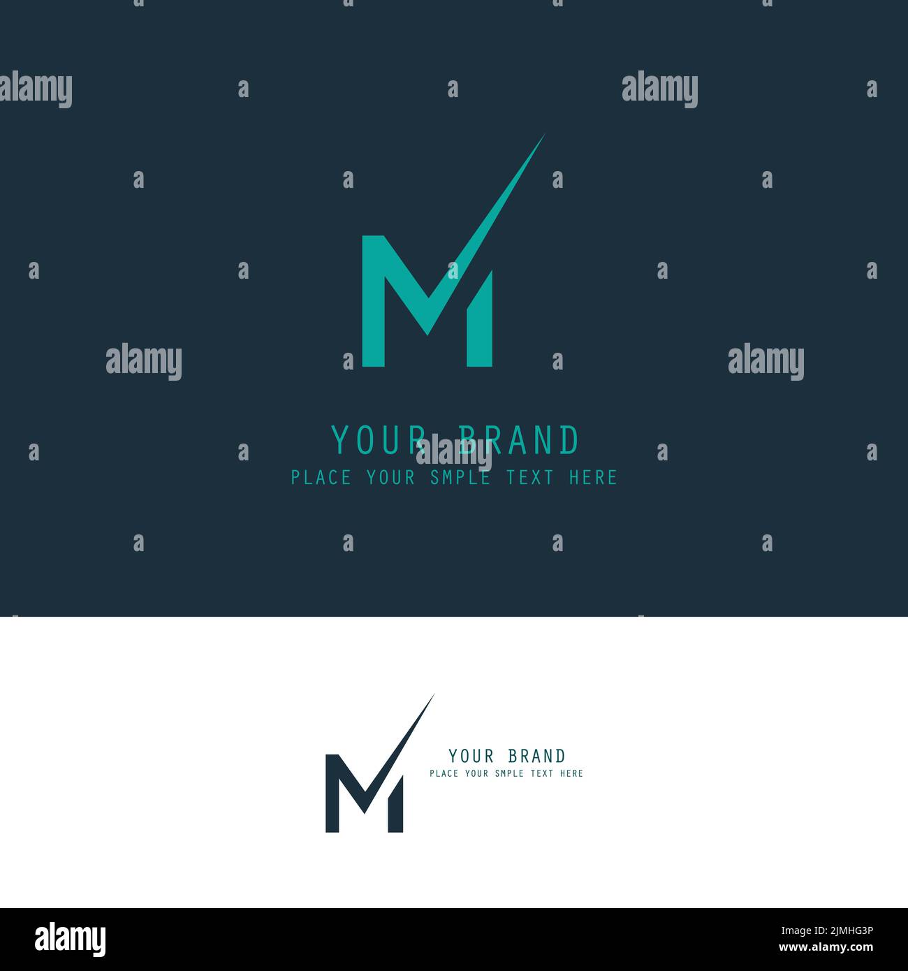 A vector design for a brand with the letter "M" and text "your brand ...
