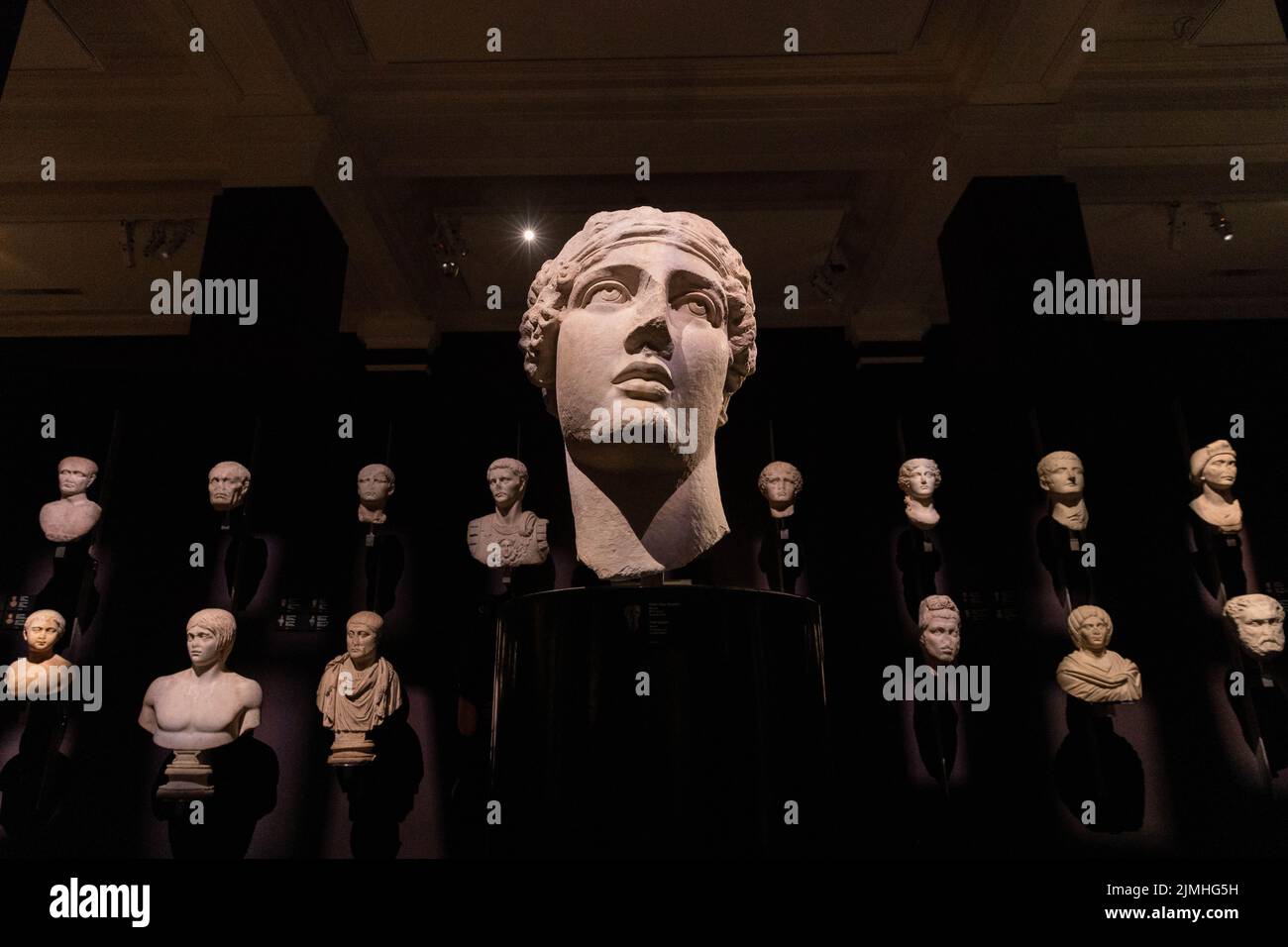 August 6, 2022: Sculpture head of Sappho, the 2nd century poet in the ...