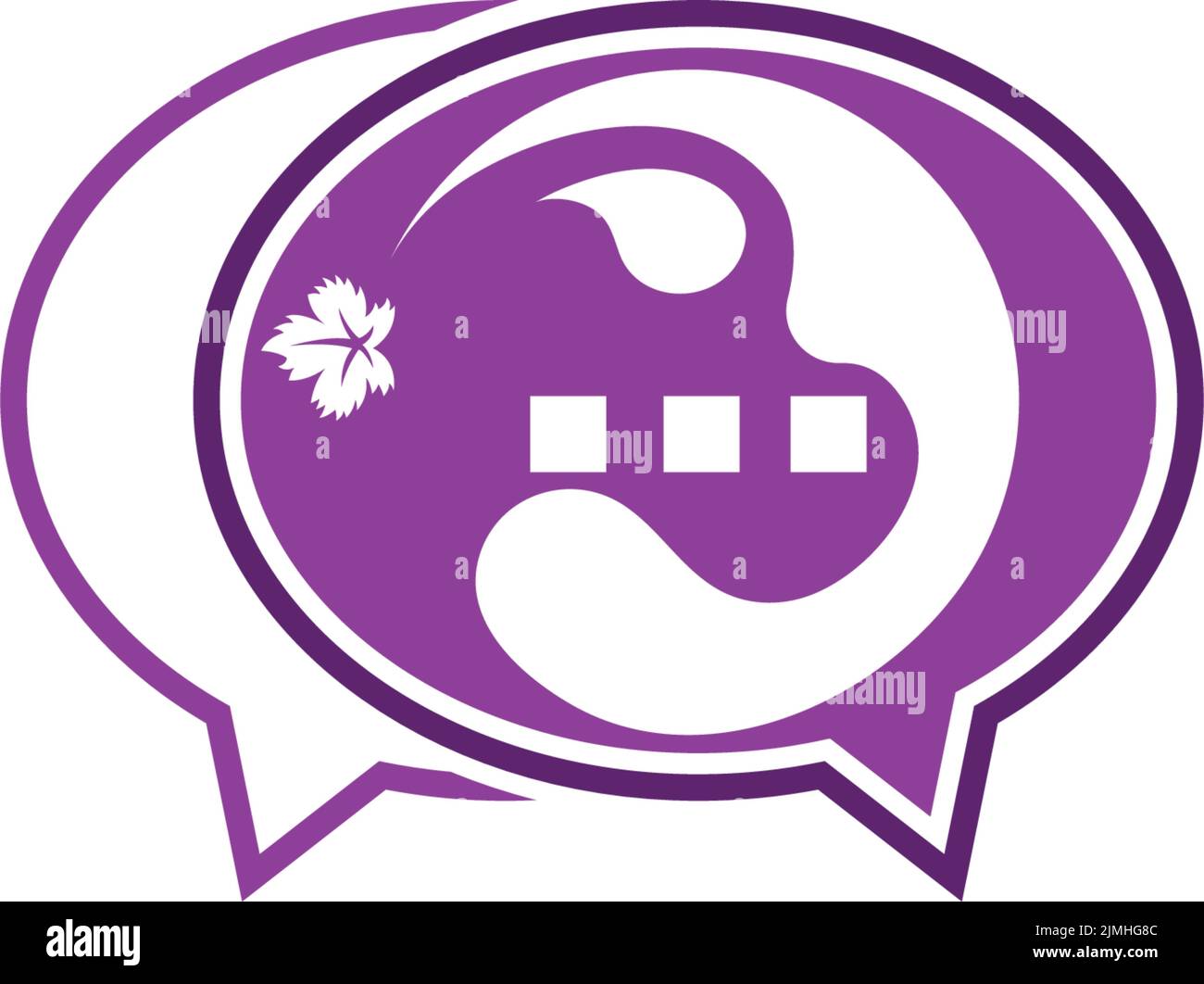 A vector flat design of Chatting icons in purple colors isolated on ...