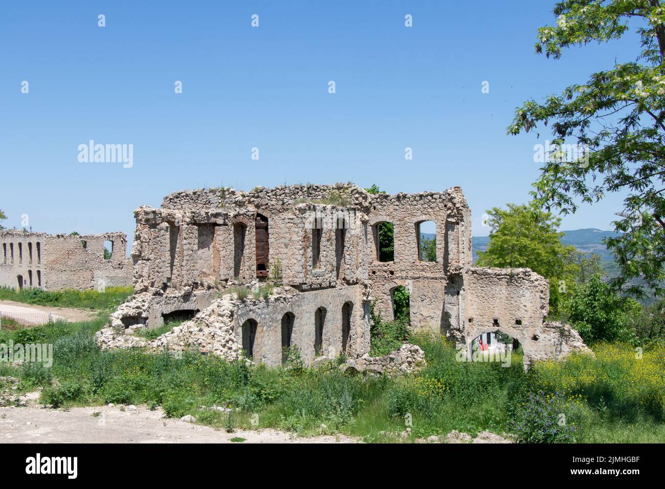 Destroyed houses in Shusha city during the Karabakh war. Nagorno ...