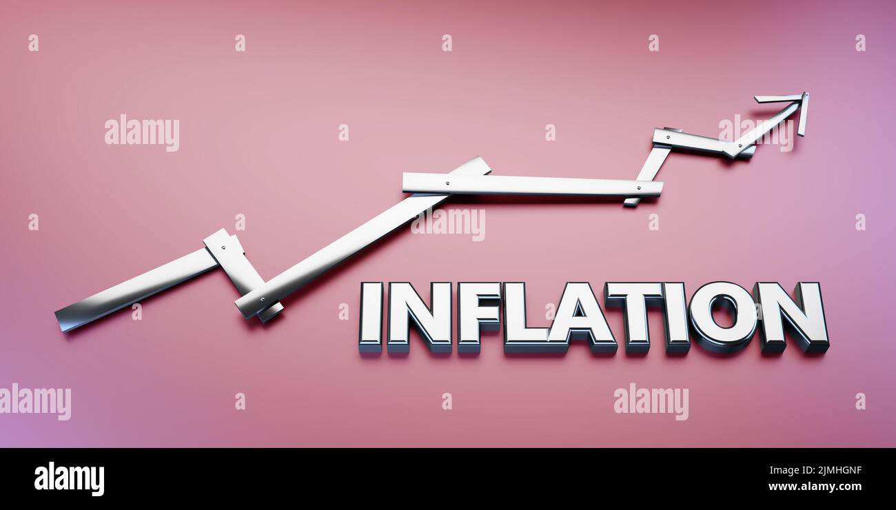 Inflation symbol with arrow in front of background - 3D illustration ...