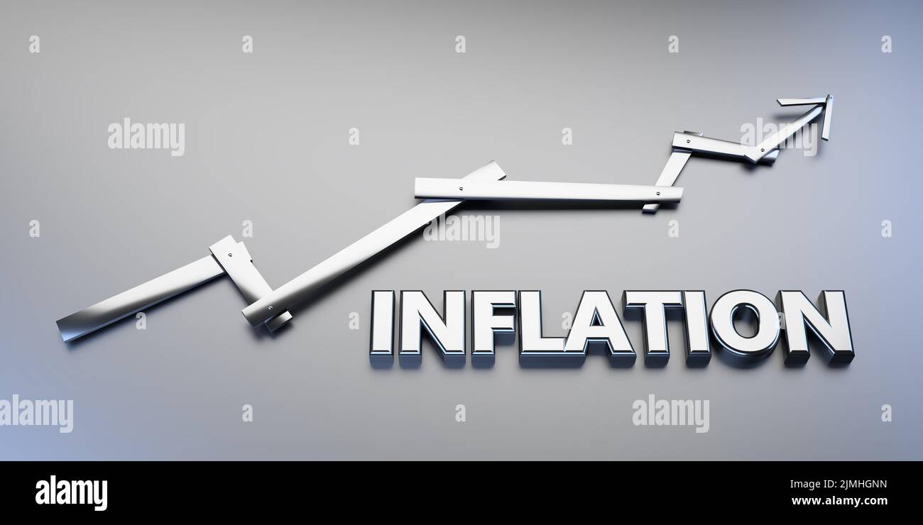 Inflation symbol with arrow in front of background - 3D illustration ...