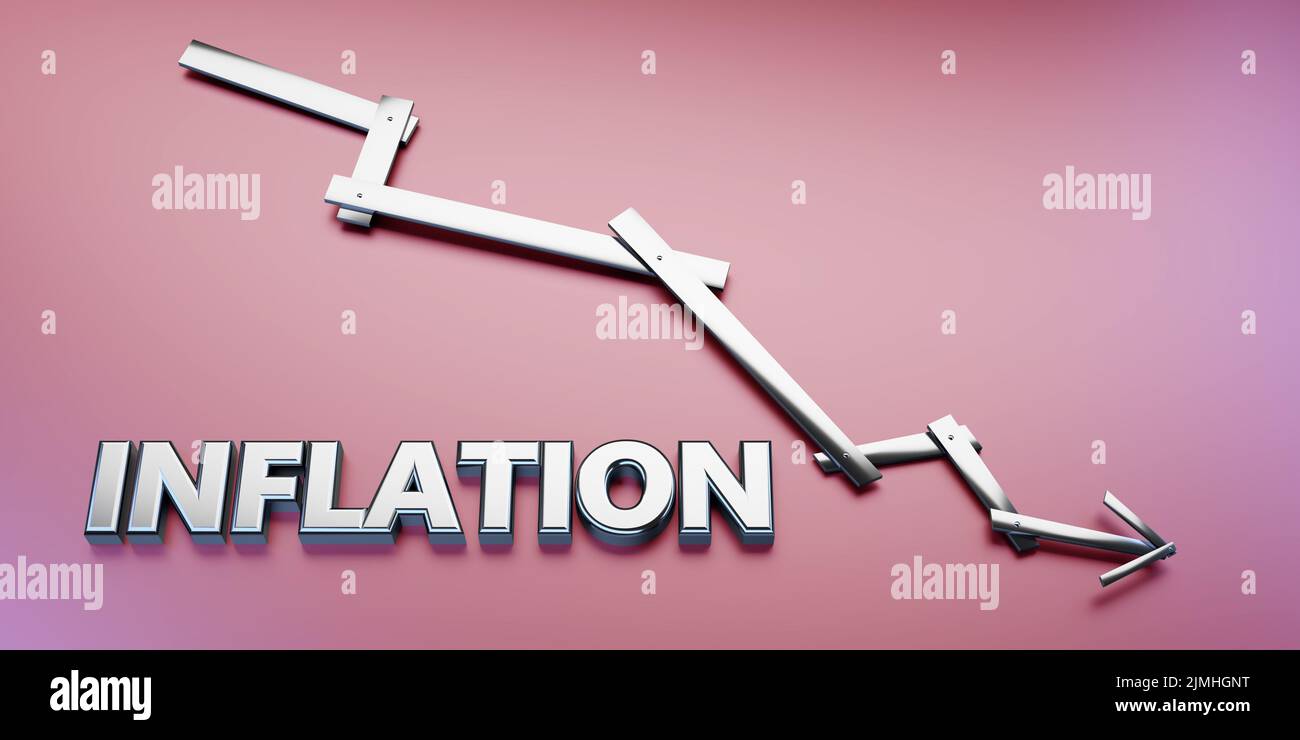 Inflation symbol with arrow in front of background - 3D illustration ...